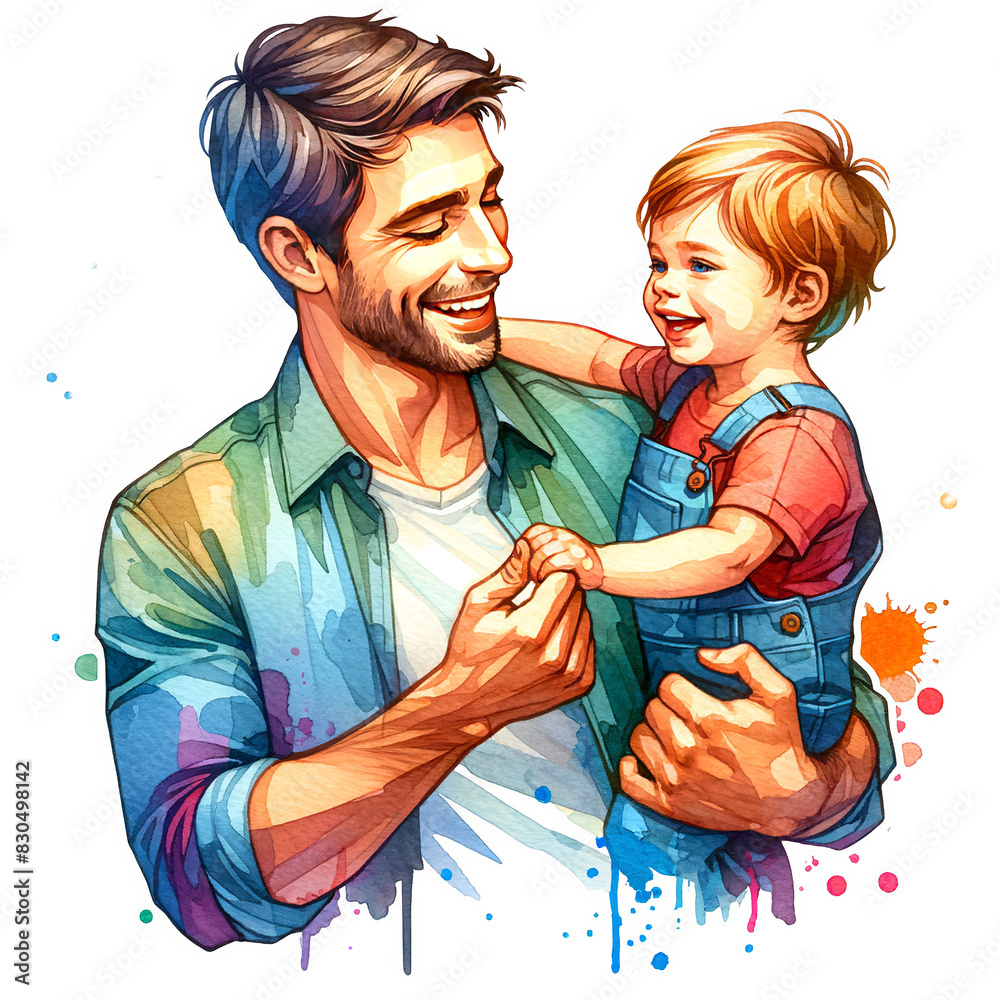 Father holding a kid with happy mood Father's Day clipart transparent ...