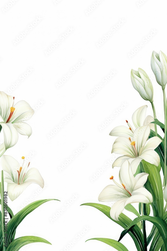 lily themed frame or border for photos and text. with elegant white ...