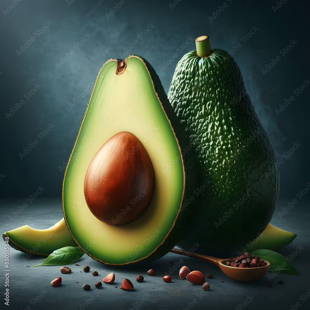 fresh avacado cut in half reveal the seed Stock Photo | Adobe Stock