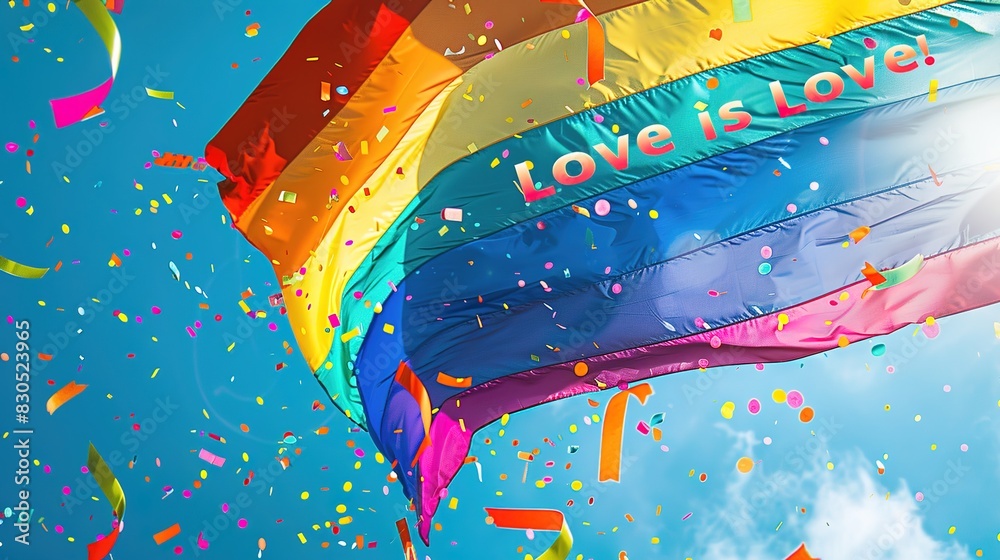 Celebrating LGBTQ+ Pride Month 2024: a large, flowing rainbow flag ...