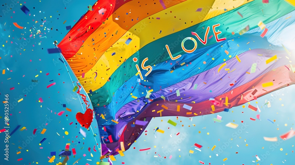 Celebrating LGBTQ+ Pride Month 2024: a large, flowing rainbow flag ...