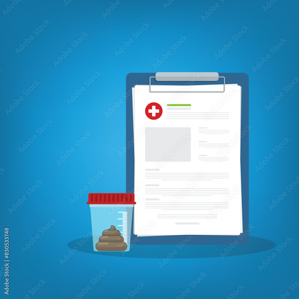 Vetor de Stool analysis. Stool test feces icon. Stool sample in a ...