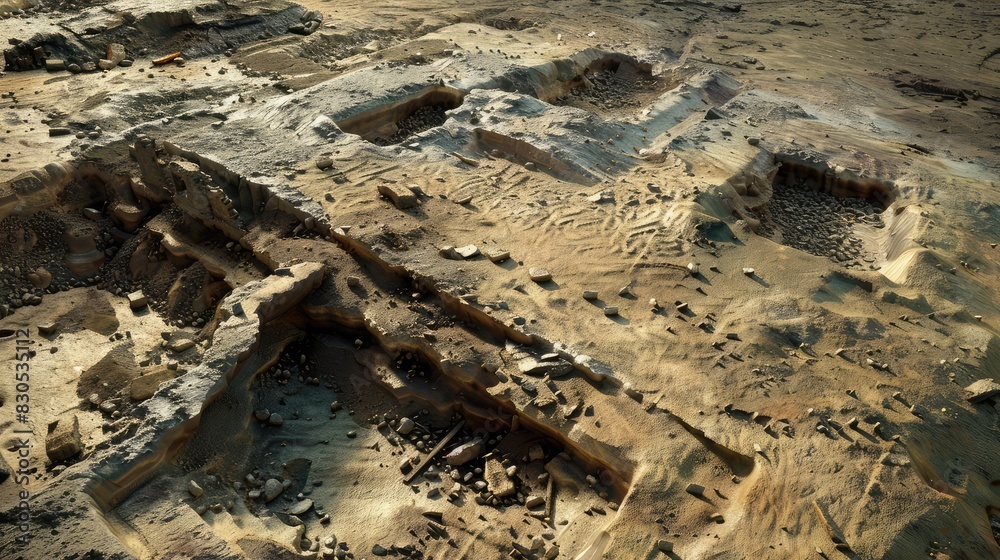 Scanning visualization of a archaeological dig site mapping out the ...