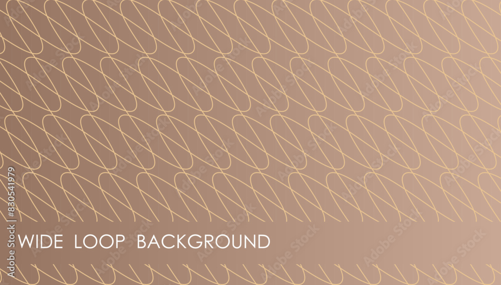 Horizontal wide loops abstract background with beige thin lines, cover ...