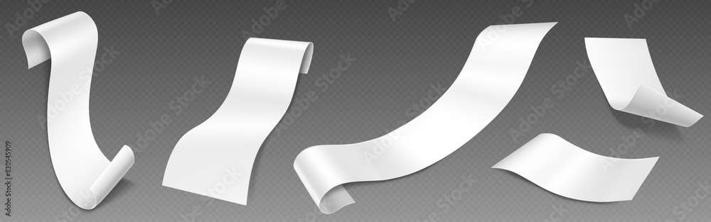 Paper bill mockups set isolated on transparent background. Vector ...