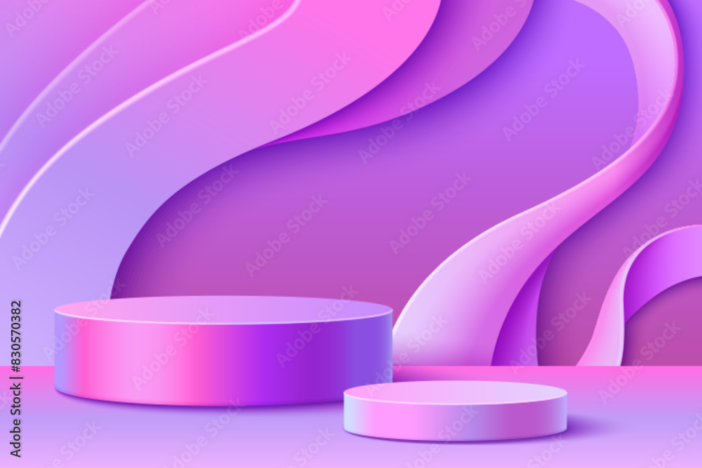 3d pink hologram podium background. Abstract cosmetic product platform ...