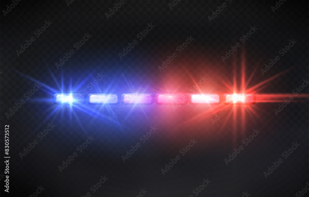 Police siren lights. Beacon flasher, policeman car flashing light and ...