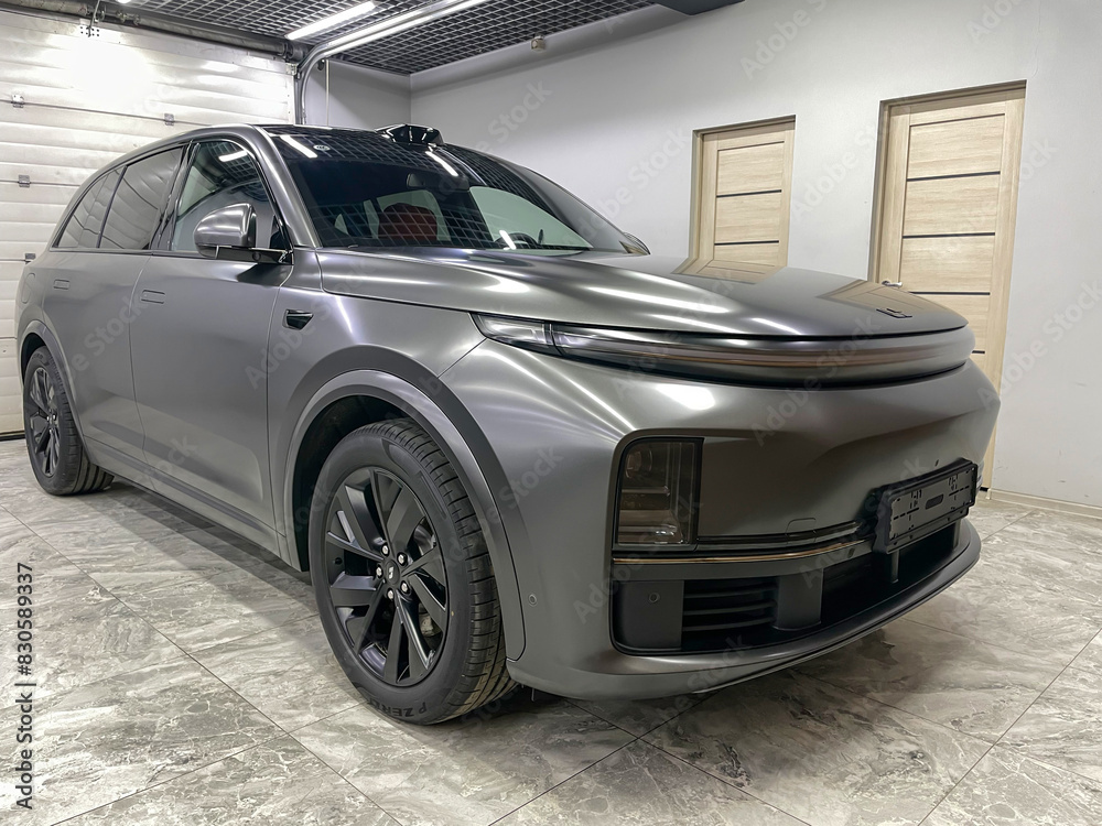 Front and side view of modern Li Auto L9 electric car. Luxury SUV from ...