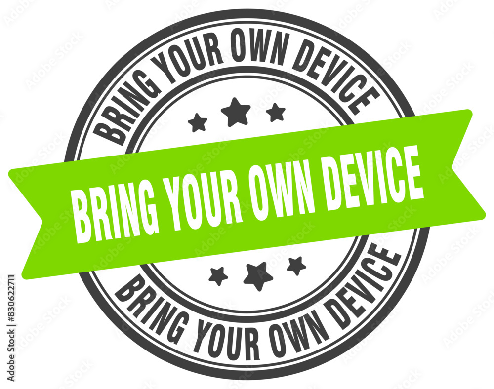 bring your own device stamp. bring your own device label on transparent ...