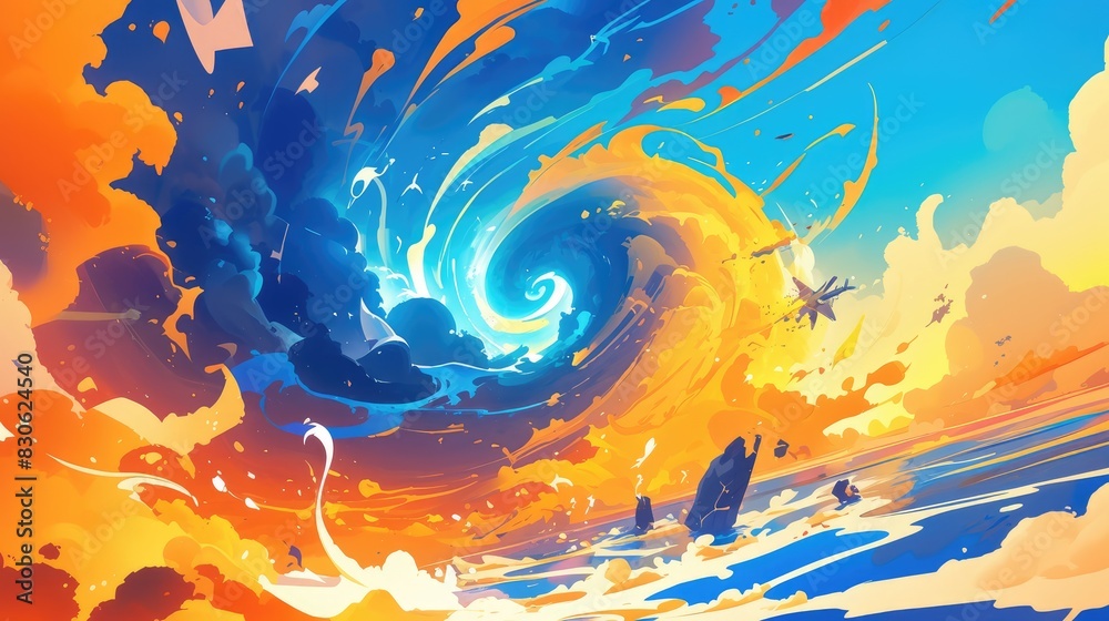 A whimsical danger lurks in the form of a smiling hurricane vortex ...