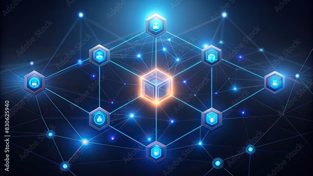 Blockchain encryption process displayed with minimalist icons in a ...