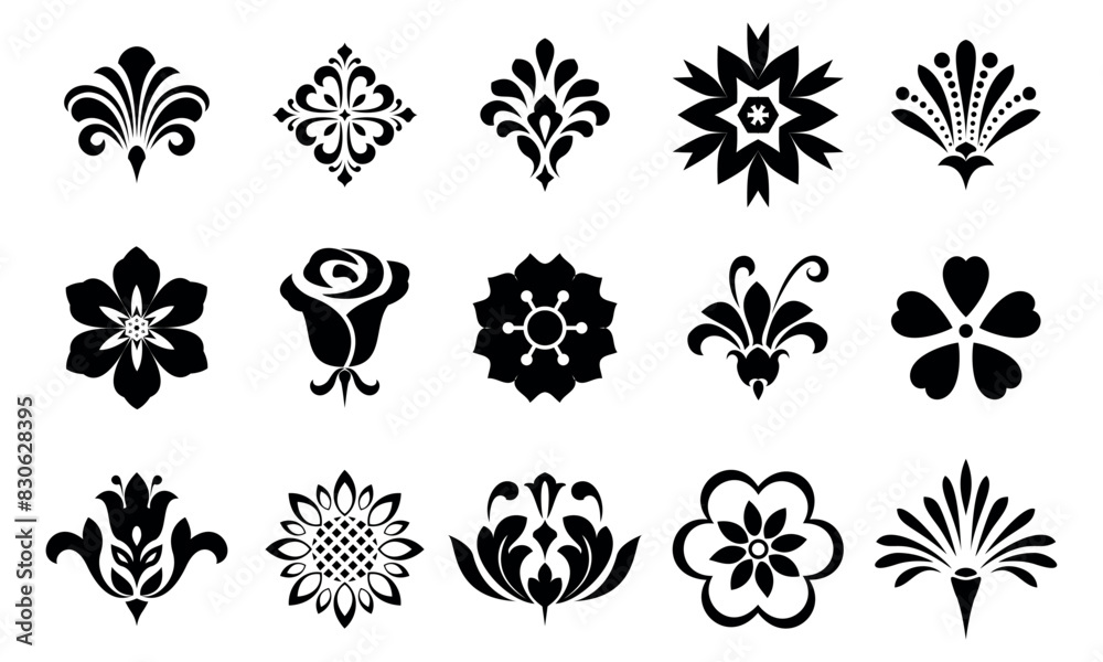 Flowers icon set. Flowers isolated on transparent background. Flowers ...