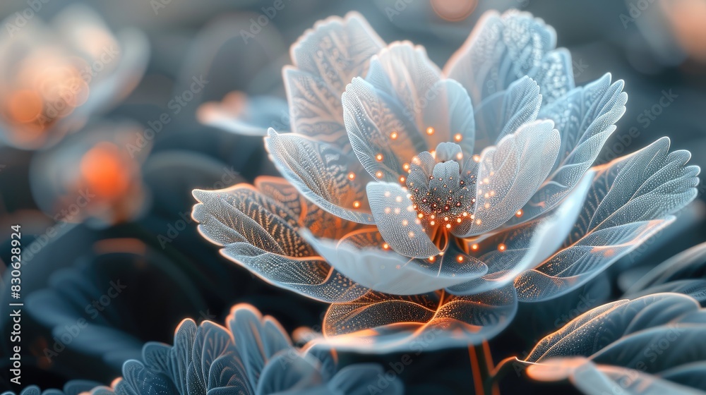 Digital Flower Emerging from a world of zeros and ones, a fractal ...