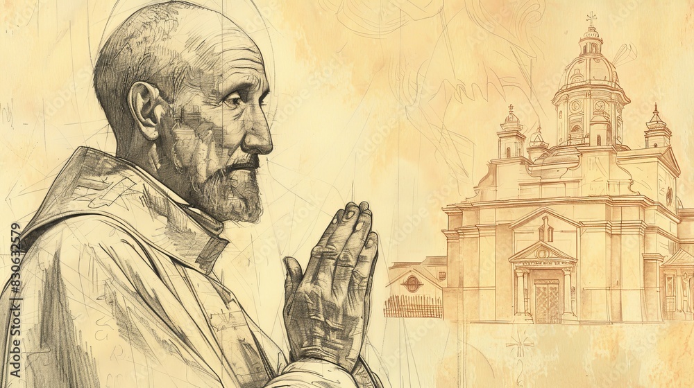 St. Ignatius of Loyola in Prayer with Vision of Christ, Jesuit Order ...