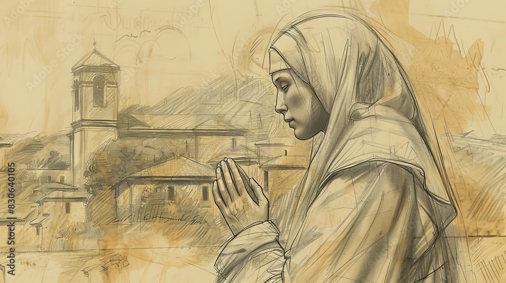 St. Clare of Montefalco Praying in 13th-Century Italian Convent ...