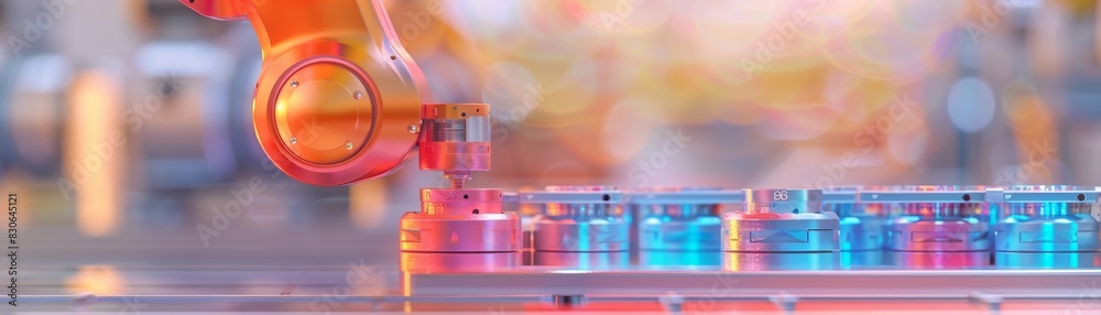 Robotics in Manufacturing, close up, background with empty space ...