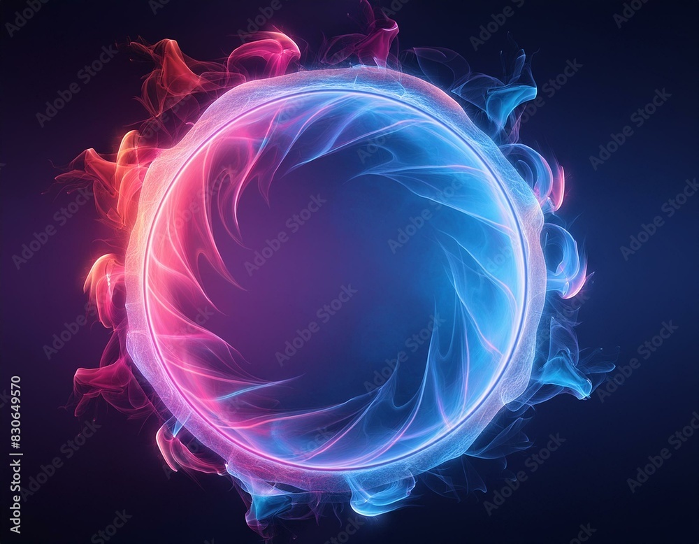 ภาพประกอบสต็อก circular flame, blue to red pink gradient, ring of fire ...