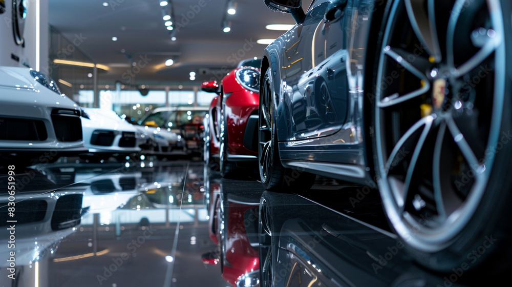 Luxurious High-End CarBoutique with luxury Car Displays and Elegant ...