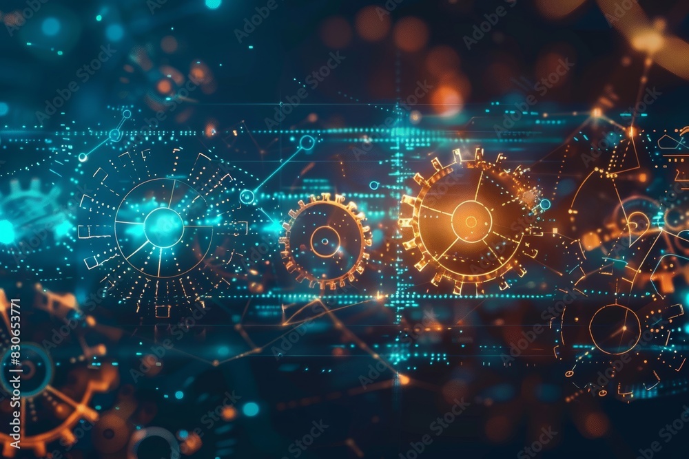 interconnected gears and cogs It symbolizes the complex and ...