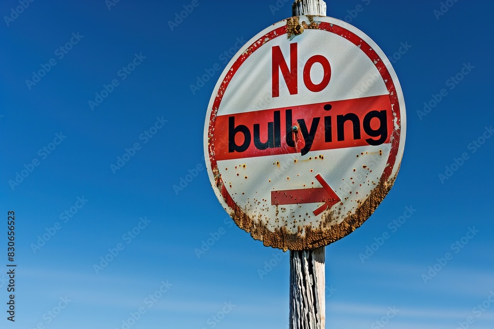 Bullying. Stop bullying. No bullying. A sign with transcription "No ...