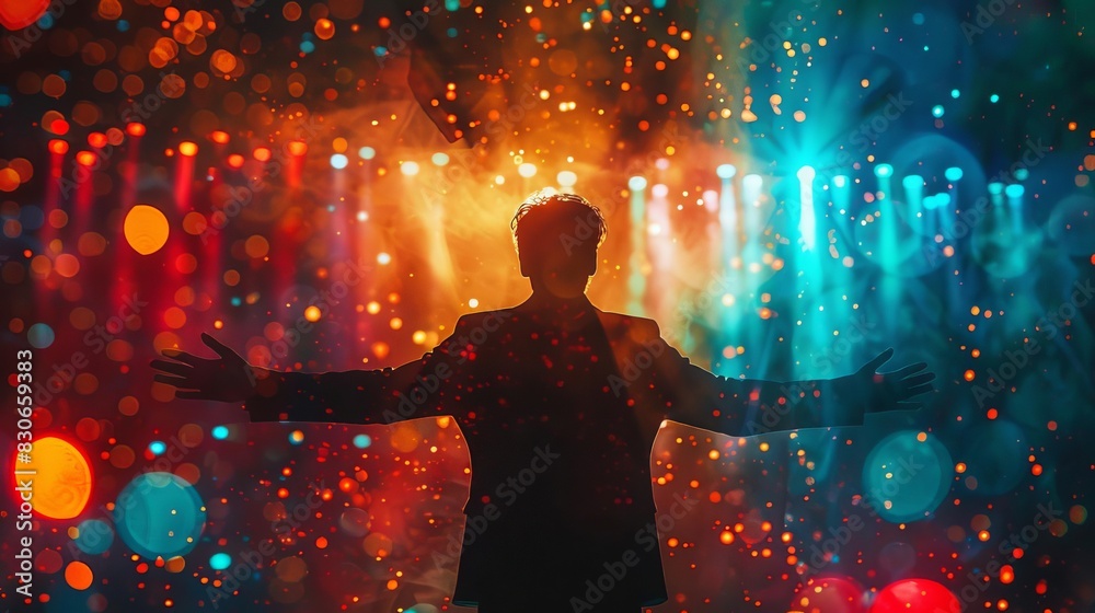 An actor performing on stage, close up, theater production theme ...