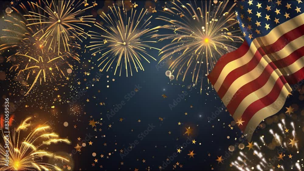 Happy 4th of July Independence Day. American flag over celebration ...