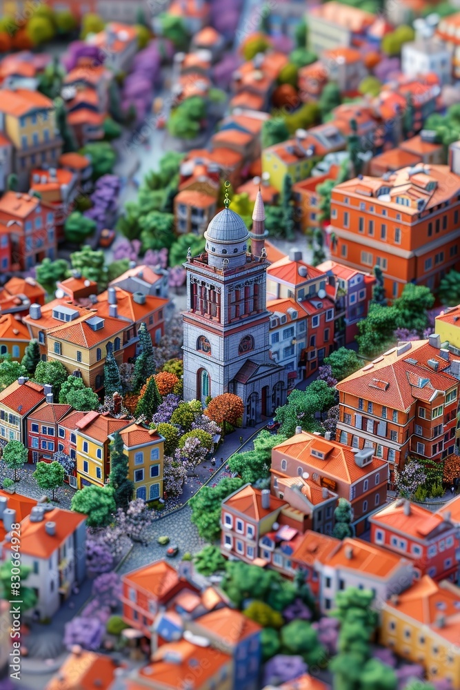 An adorable isometric 3D depiction of Istanbul, showcasing its iconic ...