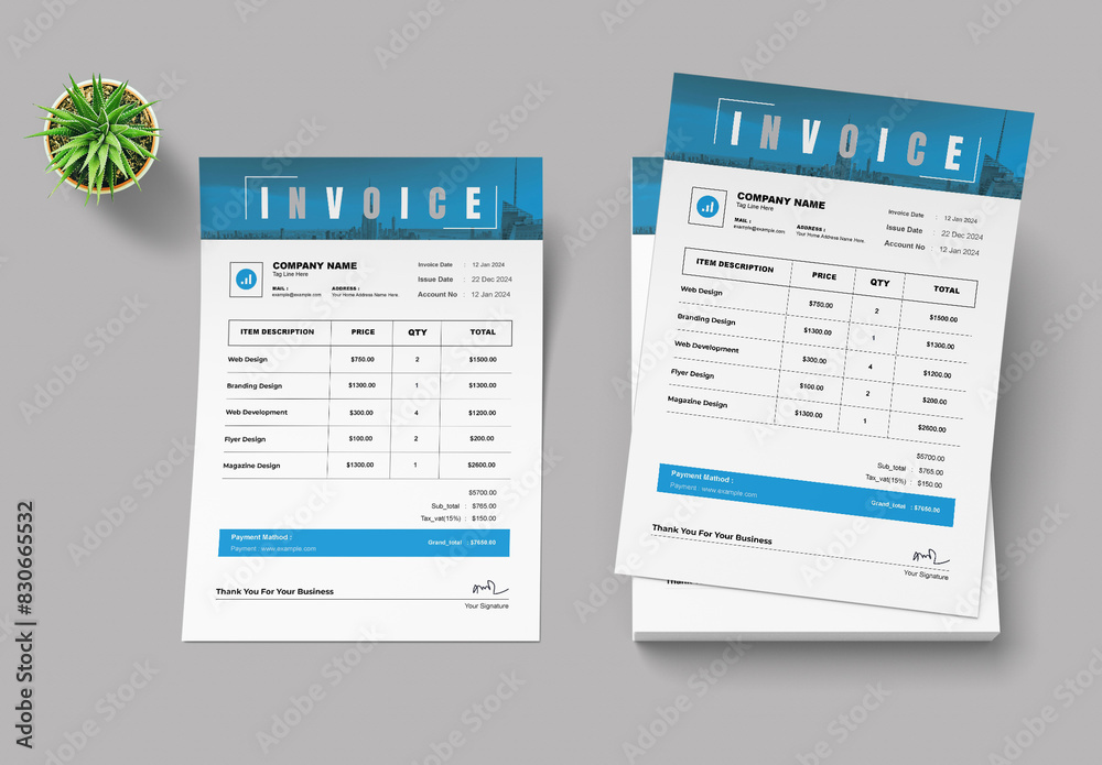 Invoice Template Stock Template | Adobe Stock