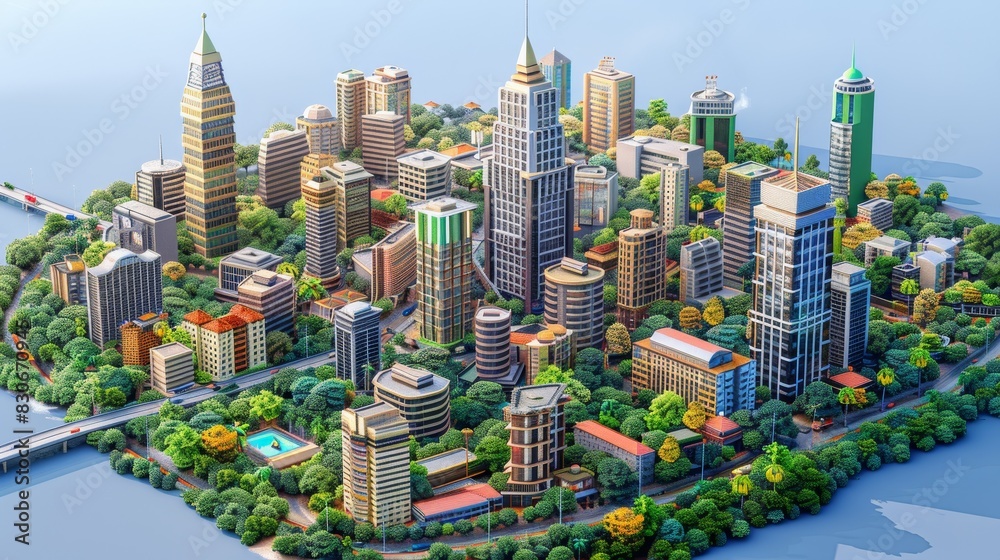 An adorable 3D depiction of Nairobi showcases its iconic sites and ...