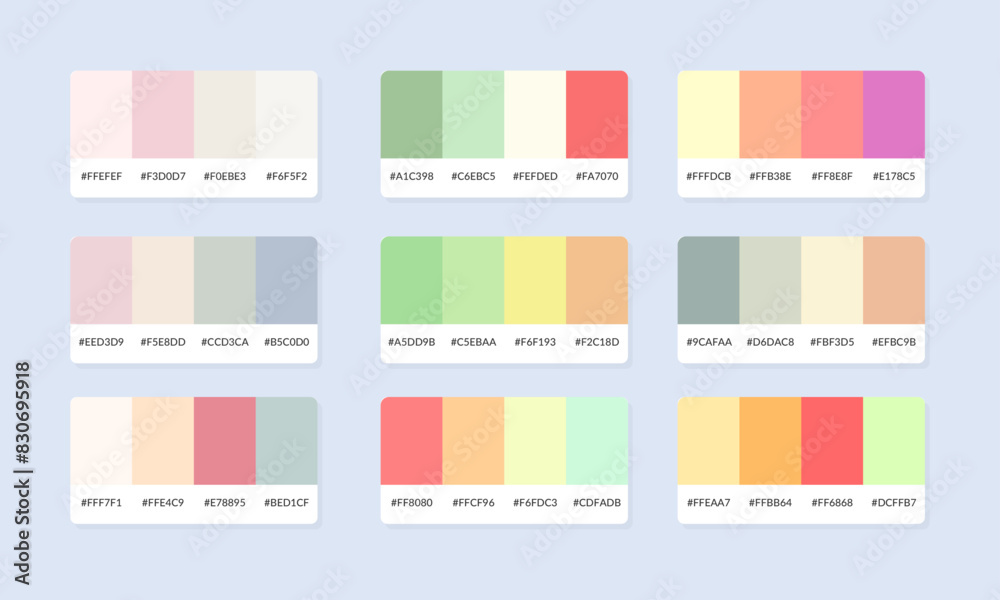 Pantone colour palette catalog samples. Color swatch. Set of abstract ...