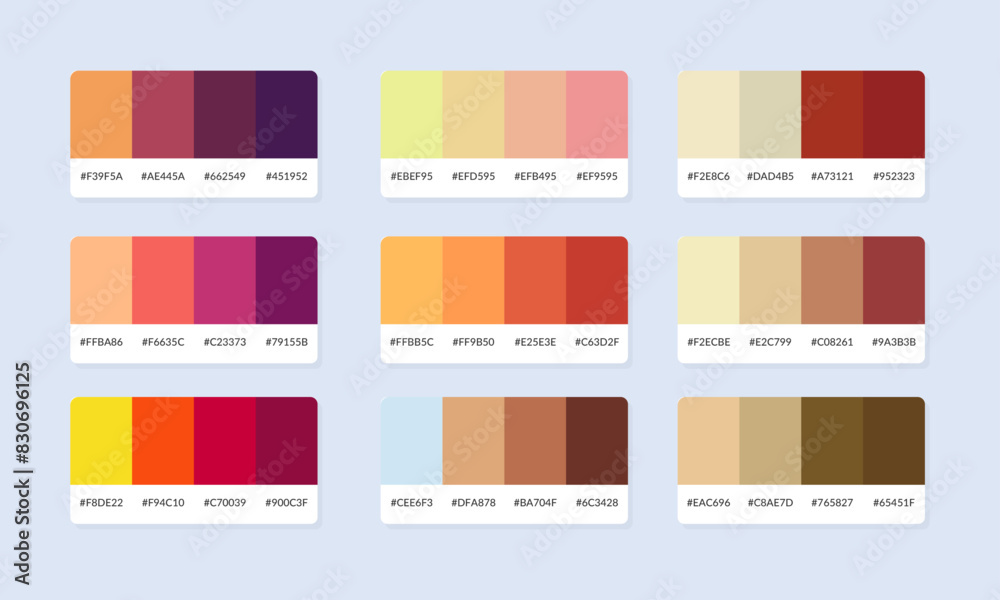 Pantone colour palette catalog samples. Color swatch. Set of abstract ...