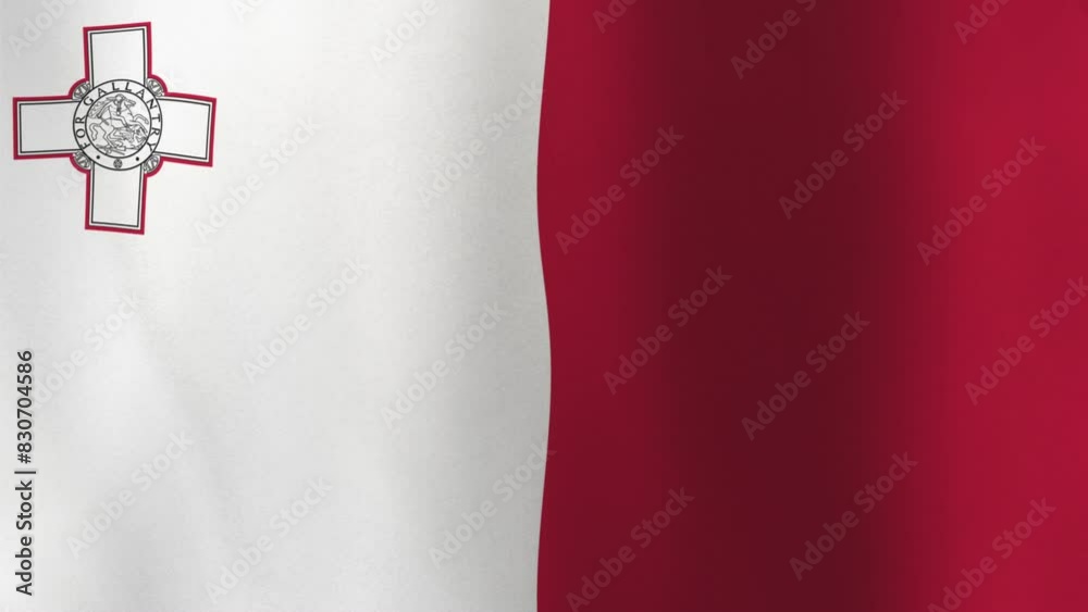 Flag of Malta, 4K Seamless Loop Animation. Maltese Flag 3D Flowing ...