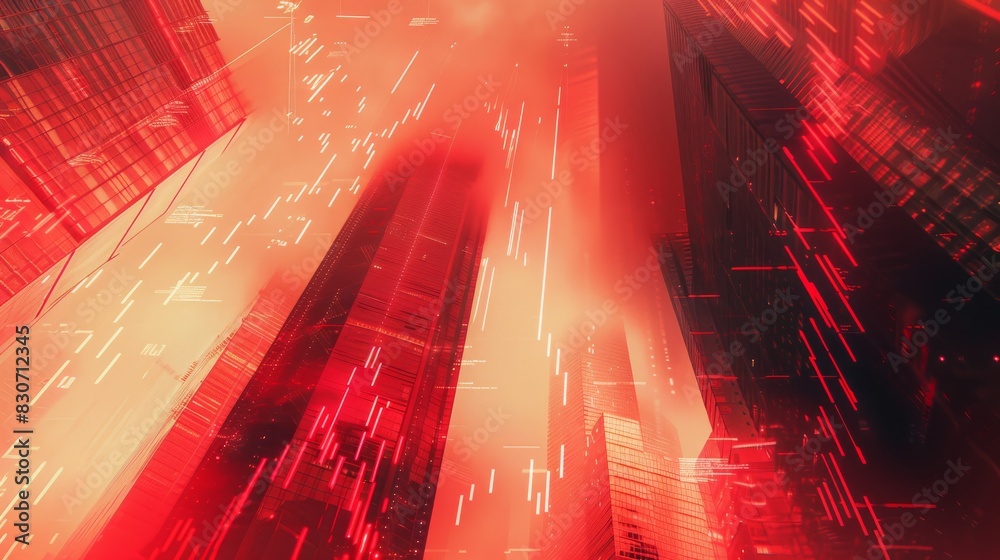 Investing, trading and real estate market crisis concept with digital ...