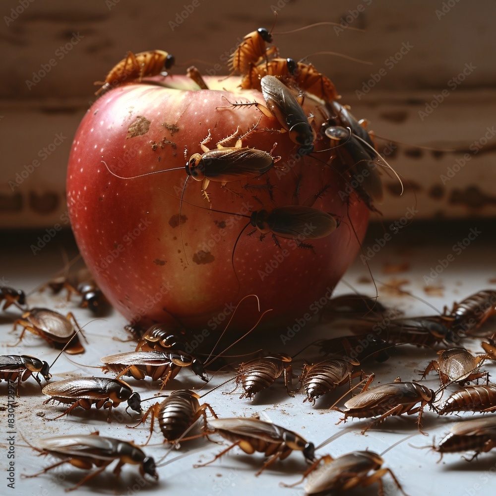 Invasive Ants Swarming Over an Apple, Feasting on an Infestation Stock ...