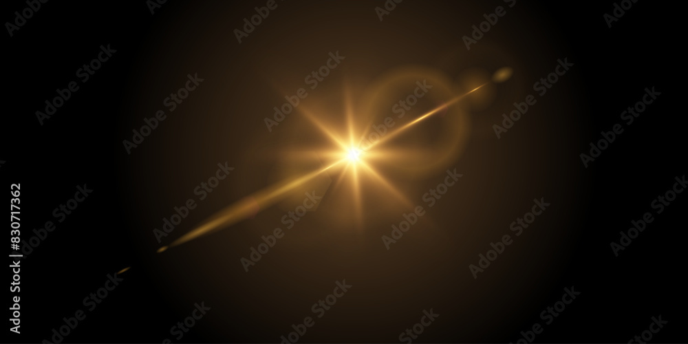 Vector, bright star and shimmering glare, transparent sunlight special ...