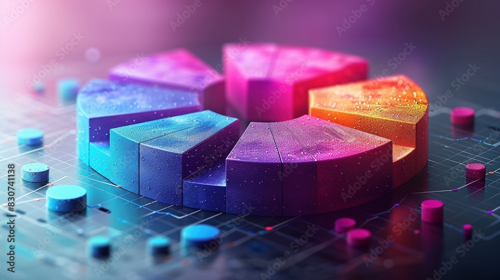 Pie chart with vibrant gradient-colored segments 3d rendering image ...