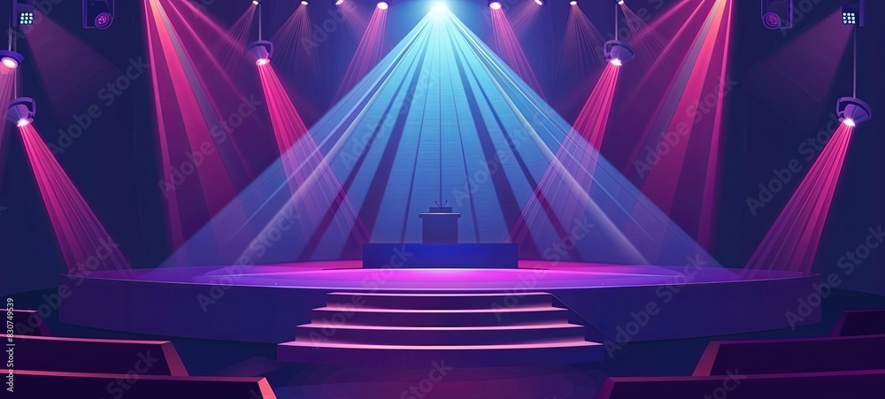 Conference hall stage, presentation and concert stage, vector blank ...