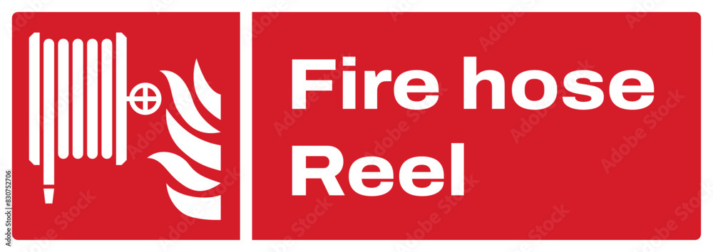 ISO fire prevention safety sign_fire hose reel landscape size 1/2 a4,a3 ...