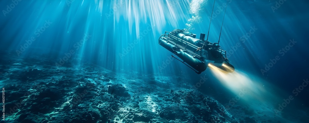Oceanographic research vessel using sonar technology to map the ocean ...