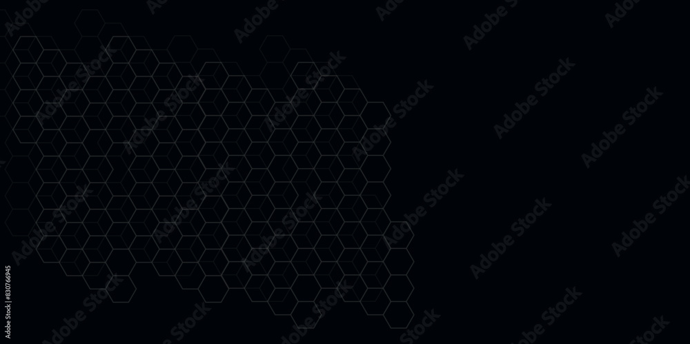 Vector Background of abstract black hexagon background design a dark honeycomb grid pattern ...