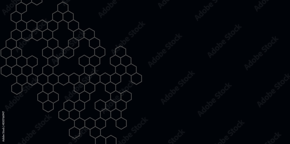 Vector Background of abstract black hexagon background design a dark honeycomb grid pattern ...