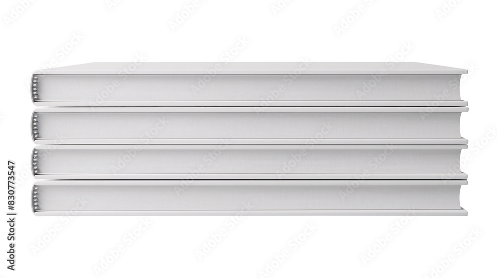 Mockup of isolated stacked white book spines with blank cover on a ...
