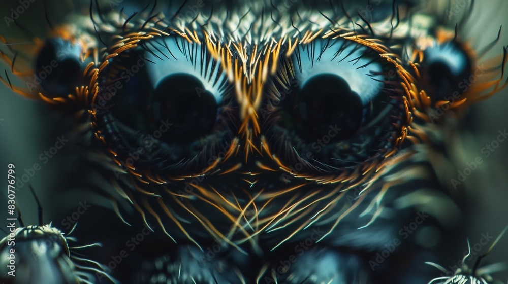 Macro shot of a spider's eyes, capturing the detailed textures and ...