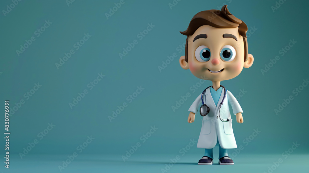 3D Doctor: The cartoon doctor mascot, dressed in a crisp white gown and ...