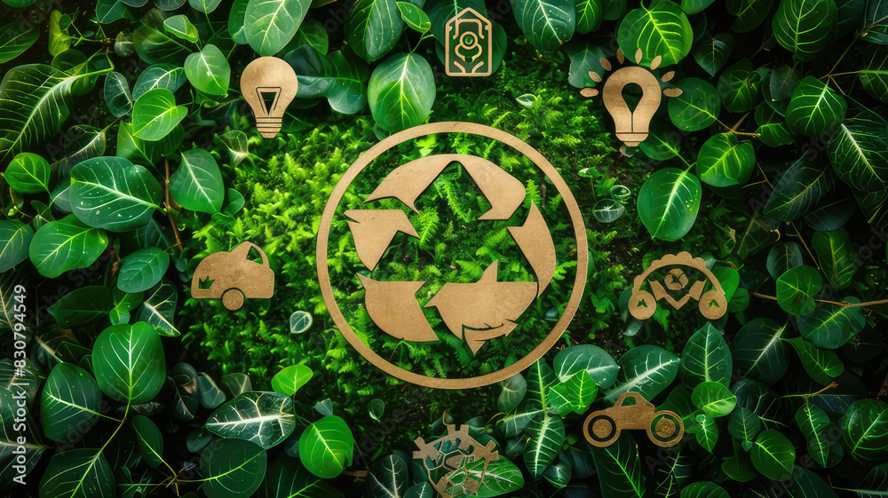 ESG concept of environmental, Green forest background with ESG icon on ...