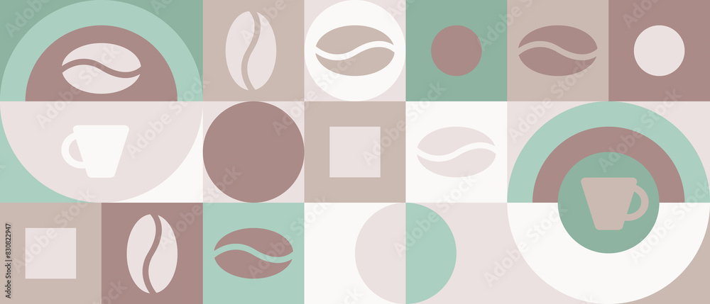 Coffee seamless background for textile and wallpaper with geometric ...