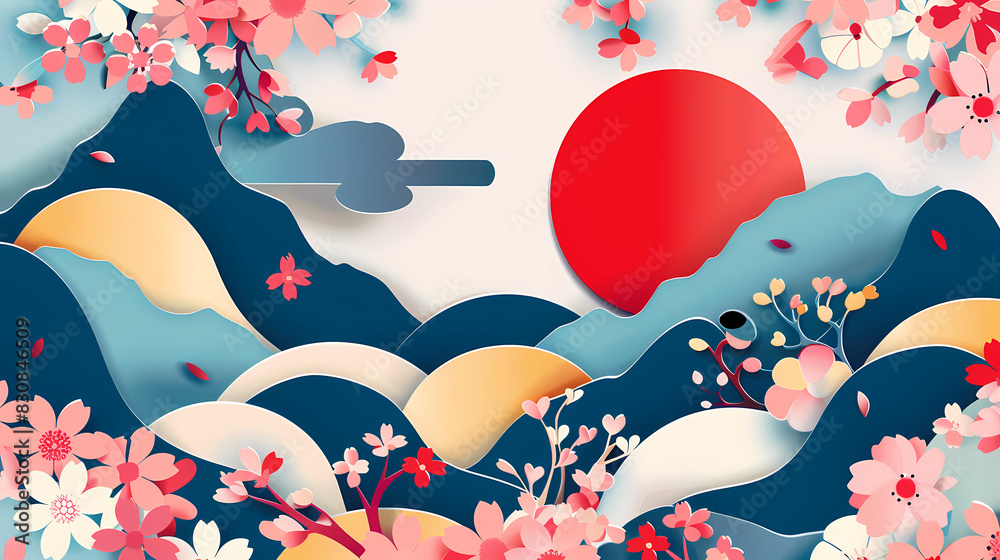 Background modern in the style of a Japanese paper collage. This ...