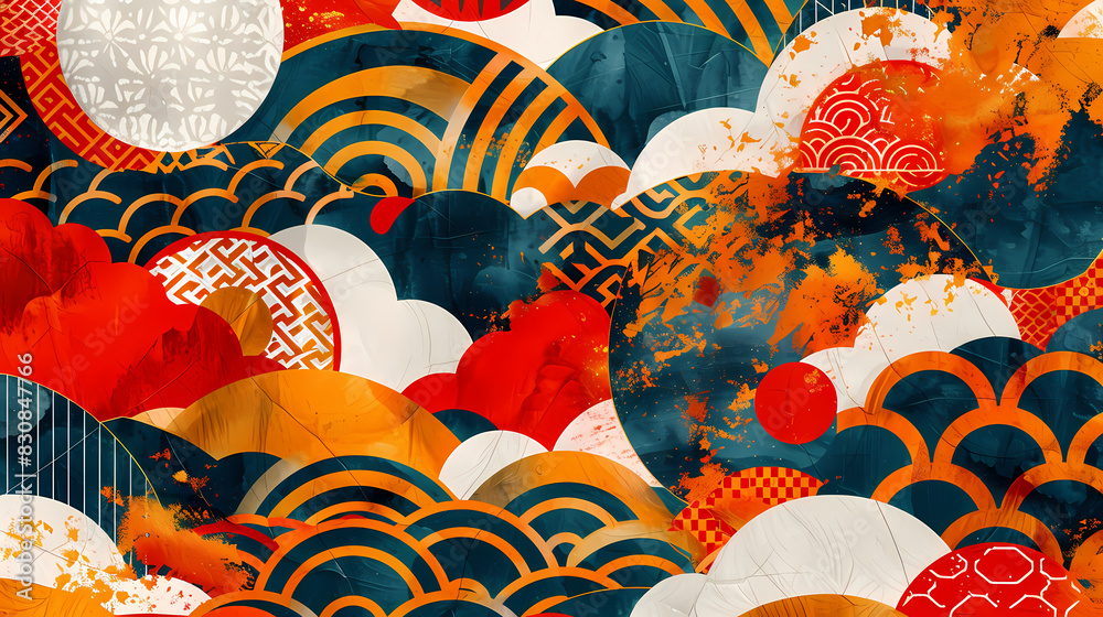 Background modern in the style of a Japanese paper collage. This ...