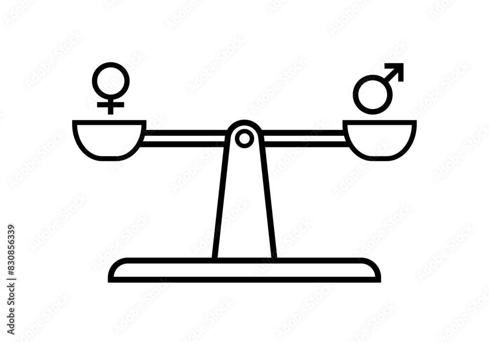 Icono balanza equilibrada de simbolo masculino y femenino representando ...