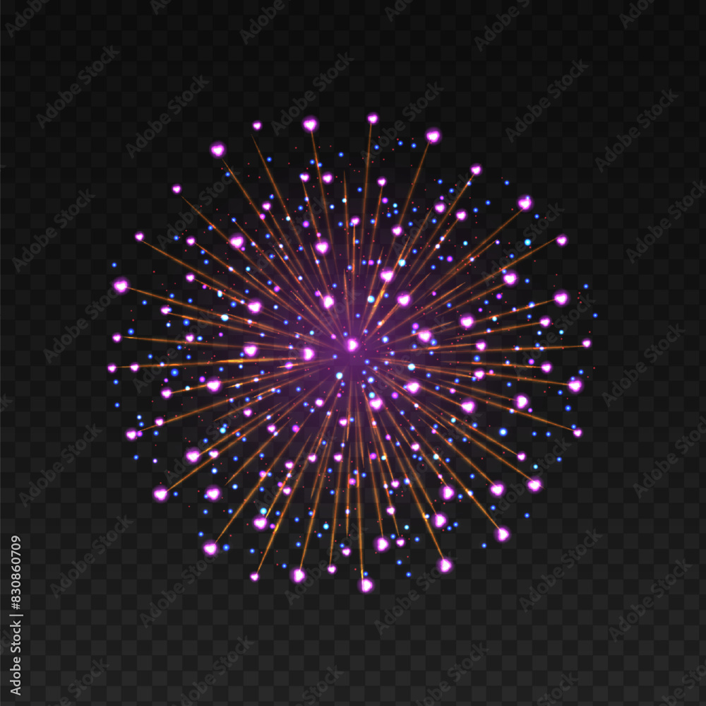 Shimmering pink firework burst realistic vector illustration. Holiday ...